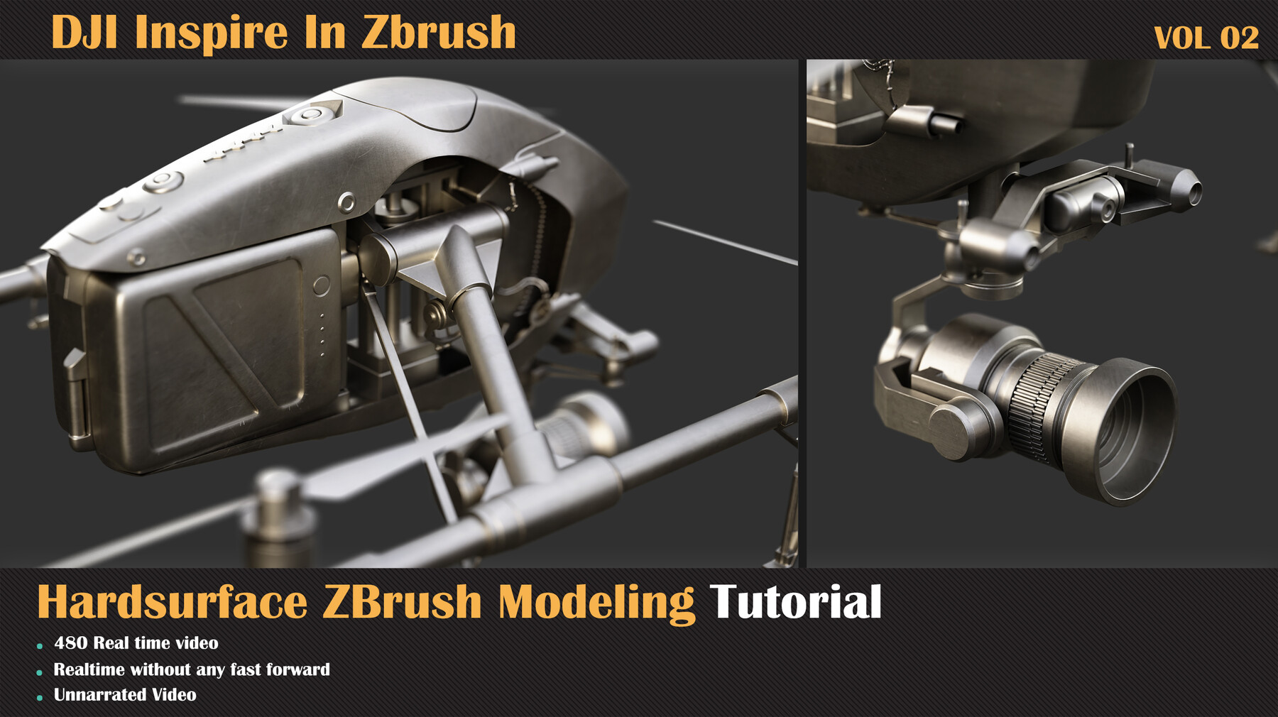wingfox|DJI Inspire Hardsurface ZBrush Modeling Tutorial - VOL 02_Yiihuu.cc